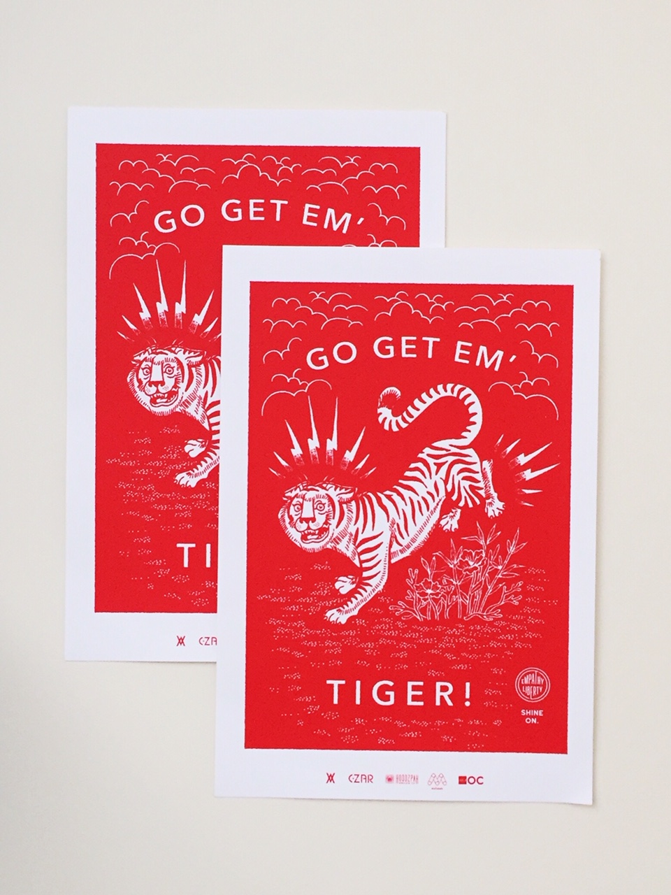 Red "Go Get 'Em Tiger" Poster - Hoodzpah Design