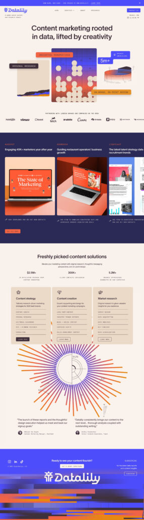 Rebrand for research-driven content marketing studio Datalily