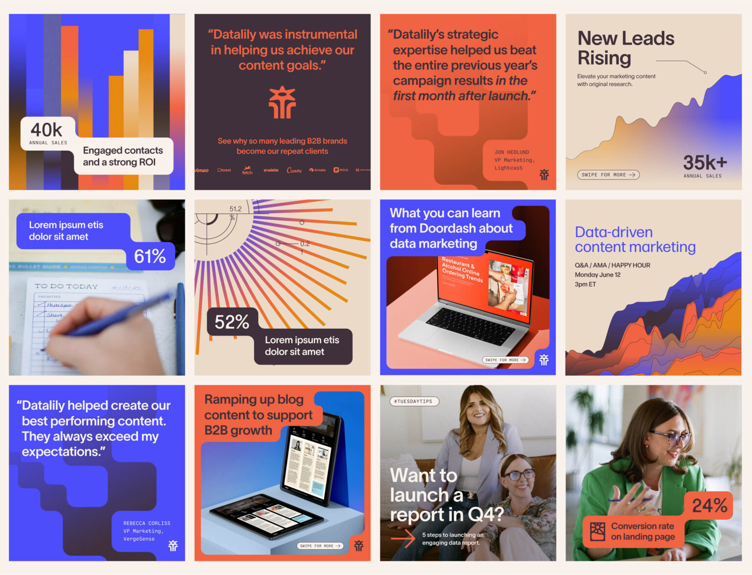 Rebrand for research-driven content marketing studio Datalily